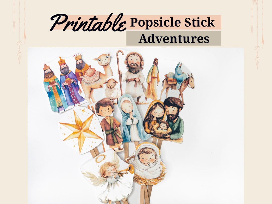Printable Nativity Scene Popsicle Stick Puppets – Baby Jesus, Mary ...