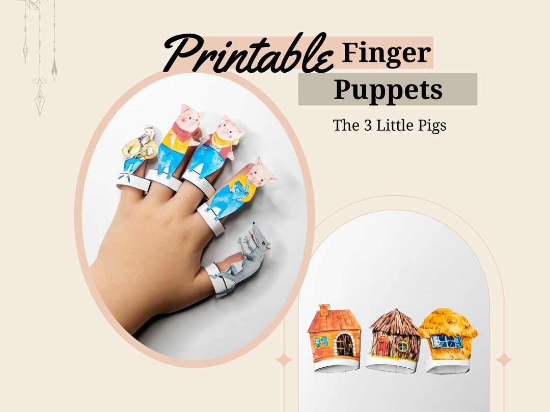 Paper Finger Puppet Three Little Pigs Set – DIY Storytelling Craft for ...