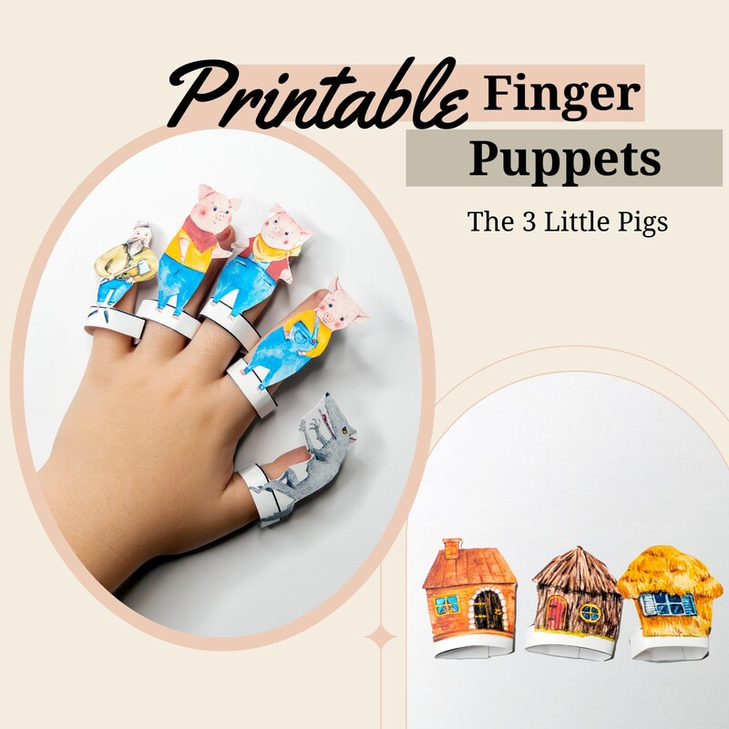 3 Little Pigs Finger Puppets - Etsy