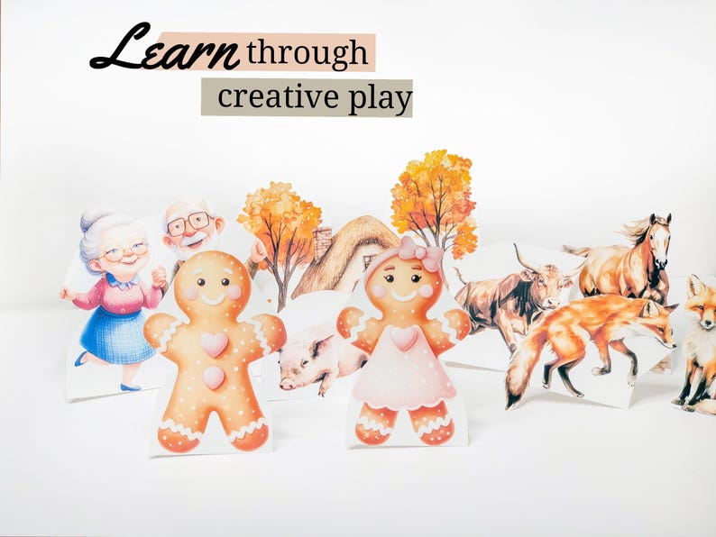 Printable Gingerbread Man Story Kit: Paper Craft Cut & Paste Activity ...