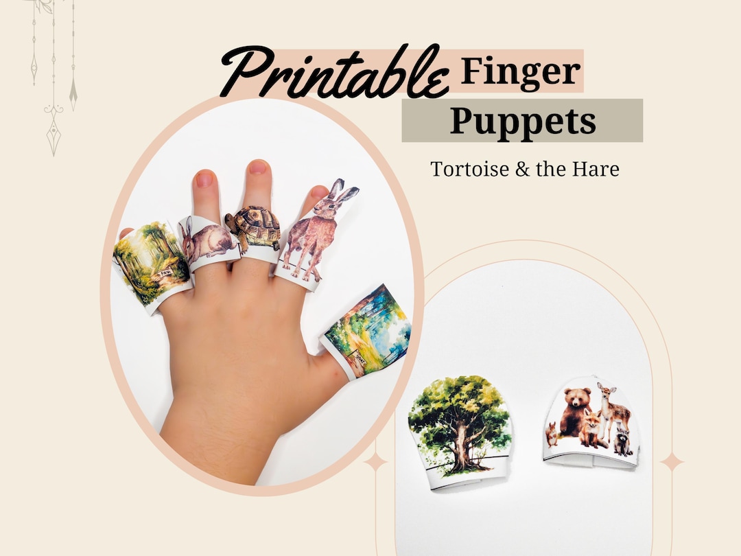 Tortoise and Hare Finger Puppets: Aesop's Fable Storytelling (printable ...