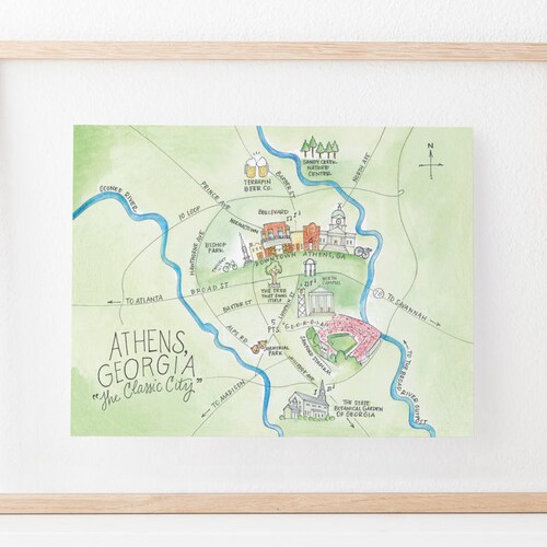 Athens Georgia Poster City Skyline Art Print Athens GA - Etsy