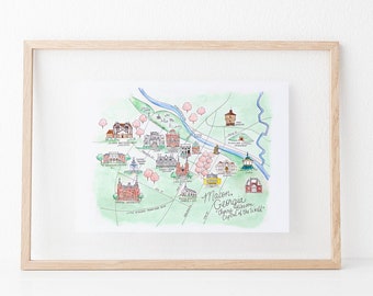 Berkeley Lake, Georgia Map Art Custom Maps Available Moving Away Gift ...