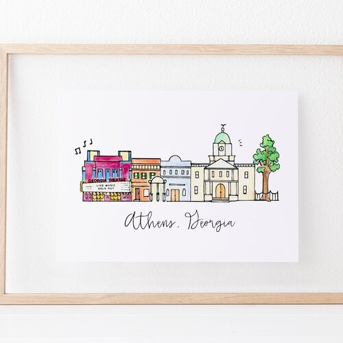 Athens Georgia Poster City Skyline Art Print Athens GA - Etsy