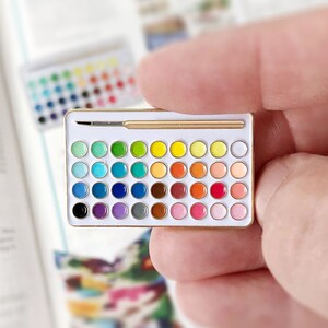 Watercolor Palette Enamel Pin - Etsy