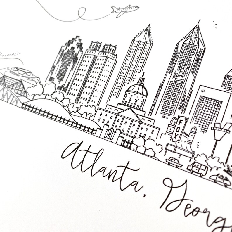 Atlanta Georgia Skyline Art Print - Etsy