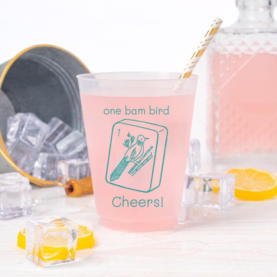One Bam Bird Mahjong Frosted Cups, Mahjong Gift, Mahjong Party Decor ...