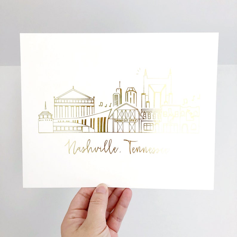 Gold Foil Nashville Tennessee Art Print - Etsy