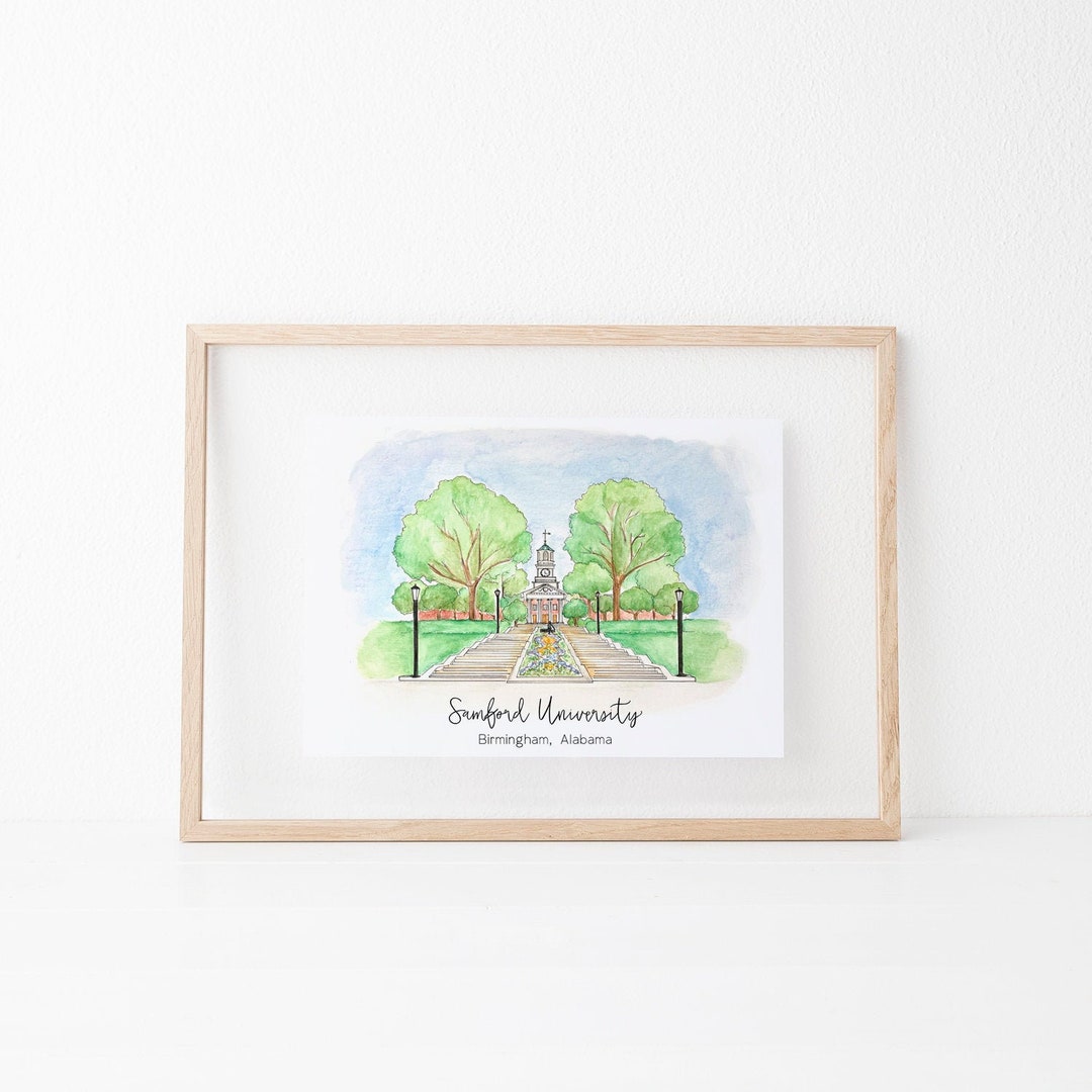Samford University, Birmingham, Alabama Art Print: Hand-drawn Art ...
