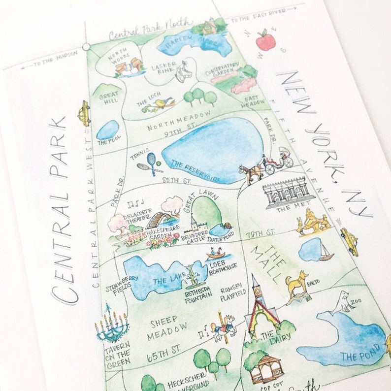 Central Park Map Art Print | Etsy