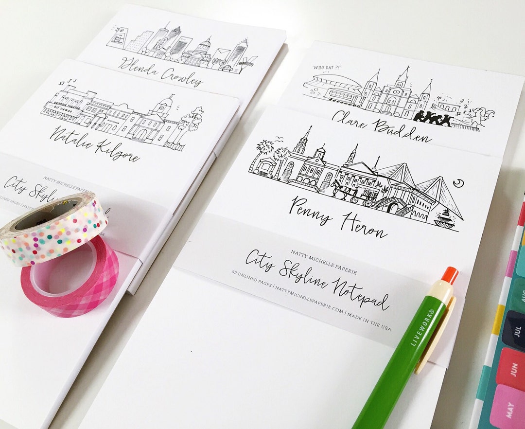 Personalized City Skyline Notepad - Multiple Cities Available - Etsy