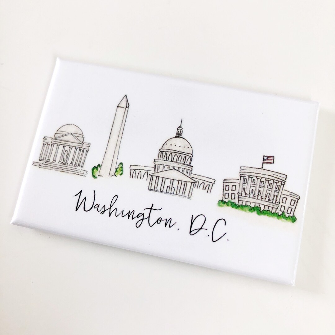 Washington D.C. Skyline Magnet, Hand-illustrated City Souvenir Fridge ...