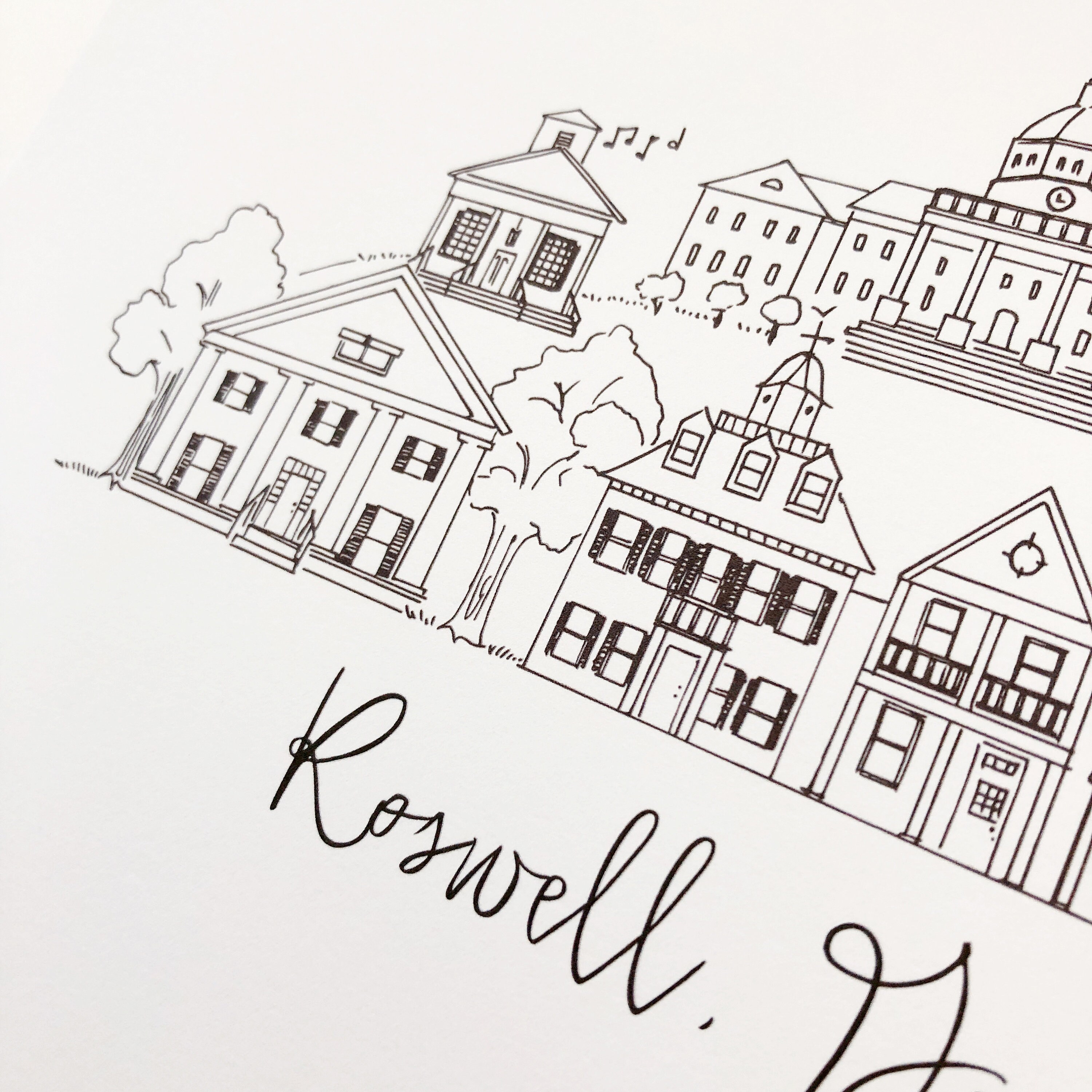Roswell Georgia Skyline Art Print | Etsy