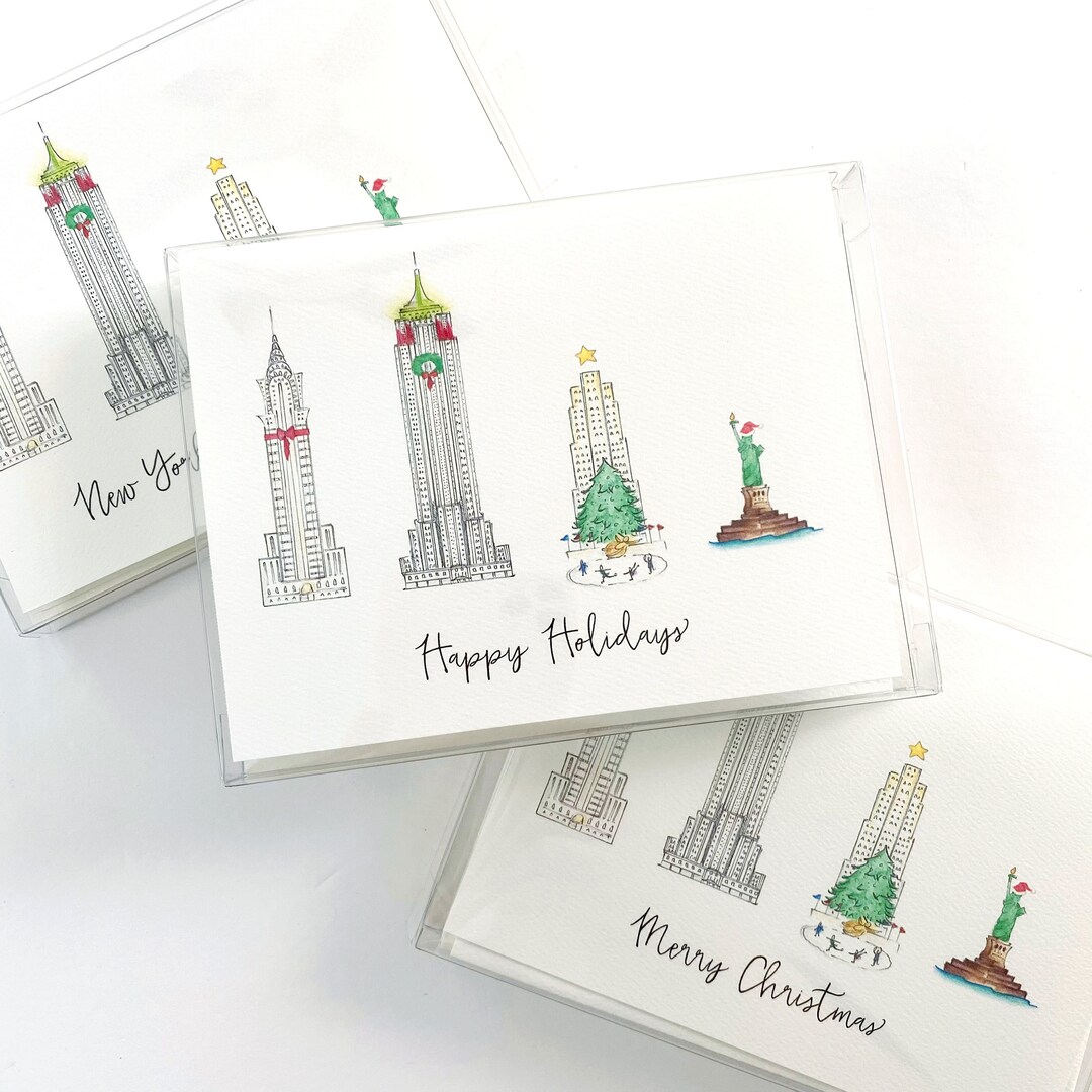 New York City Holiday Greeting Card or Notecard Set - Etsy