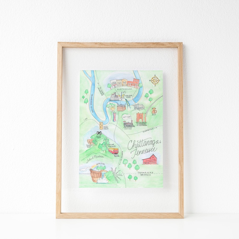 Chattanooga, Tennessee Map Art Print: Hand-drawn Art Prints - Etsy