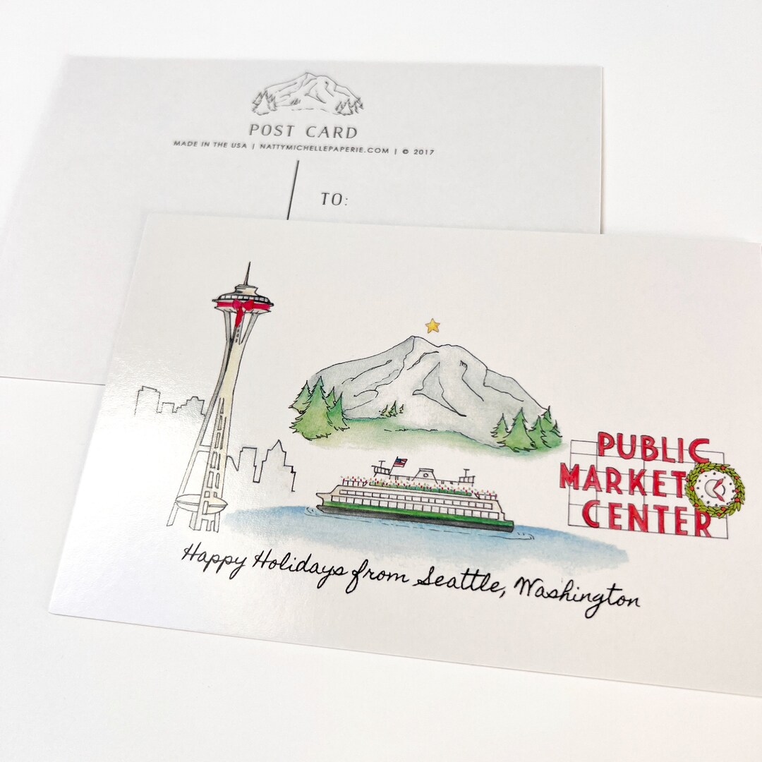 Seattle, Washington Happy Holidays Postcard Set - Etsy