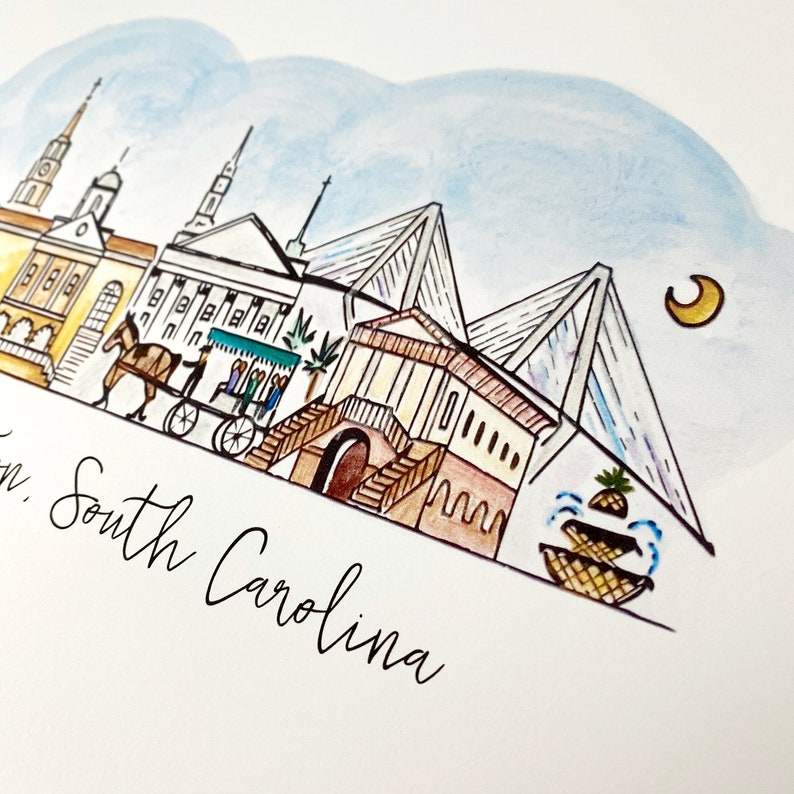 Charleston, South Carolina Skyline Art Print - Etsy