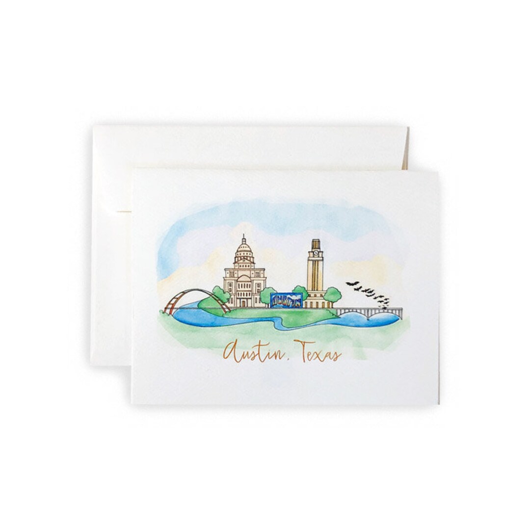 Austin, Texas Skyline Notecard Set: Hand-drawn Greeting Cards - Etsy
