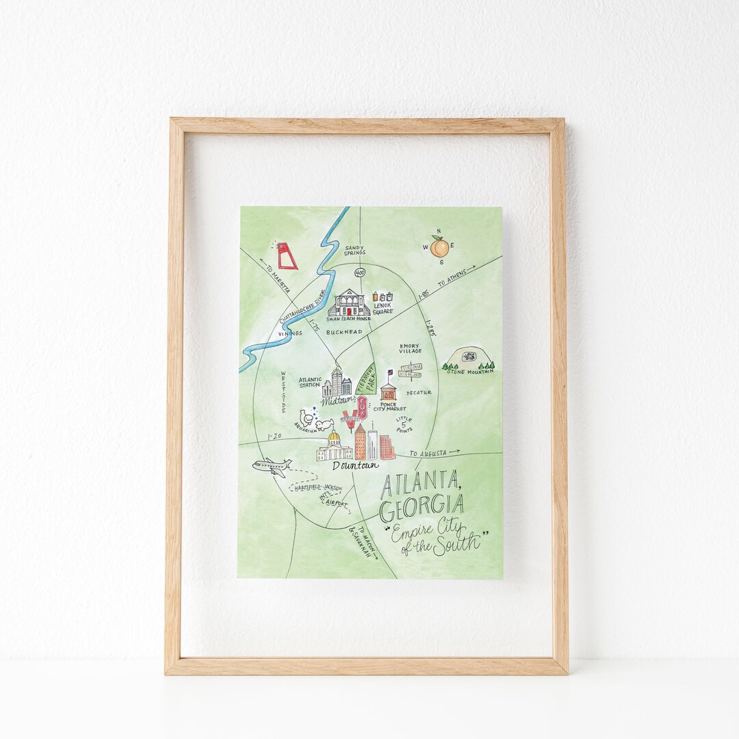 Atlanta, Georgia Map Art Print - Etsy