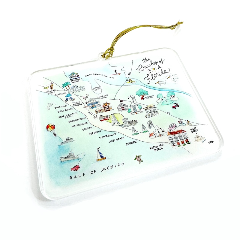 30a Beaches Map - Etsy