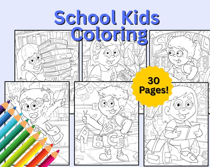 10+ Kid's Back to School Coloring Pages - Etsy Canada