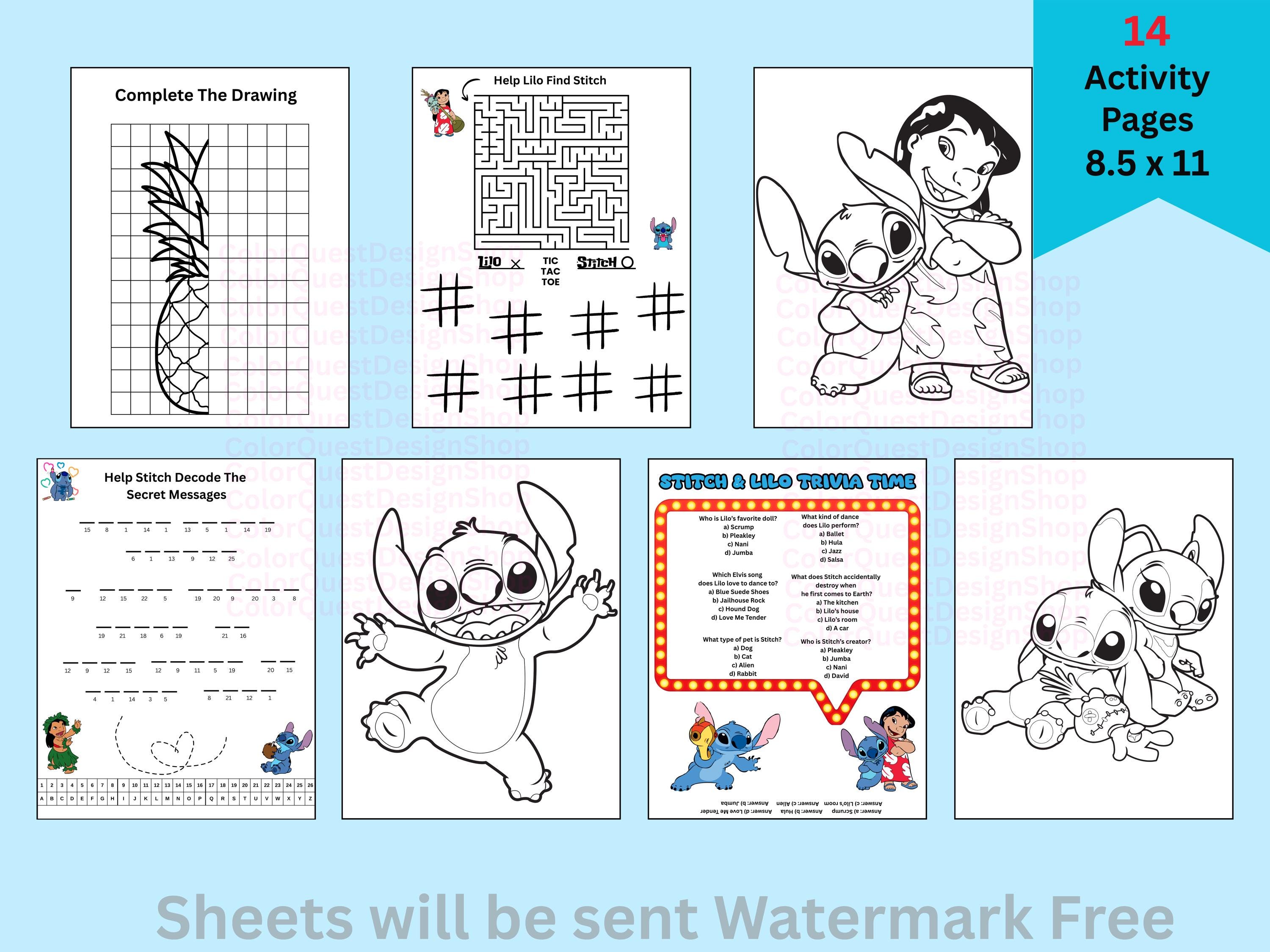Lilo and Stitch Activity Pages | 14 Printable PDF Sheets | Coloring ...