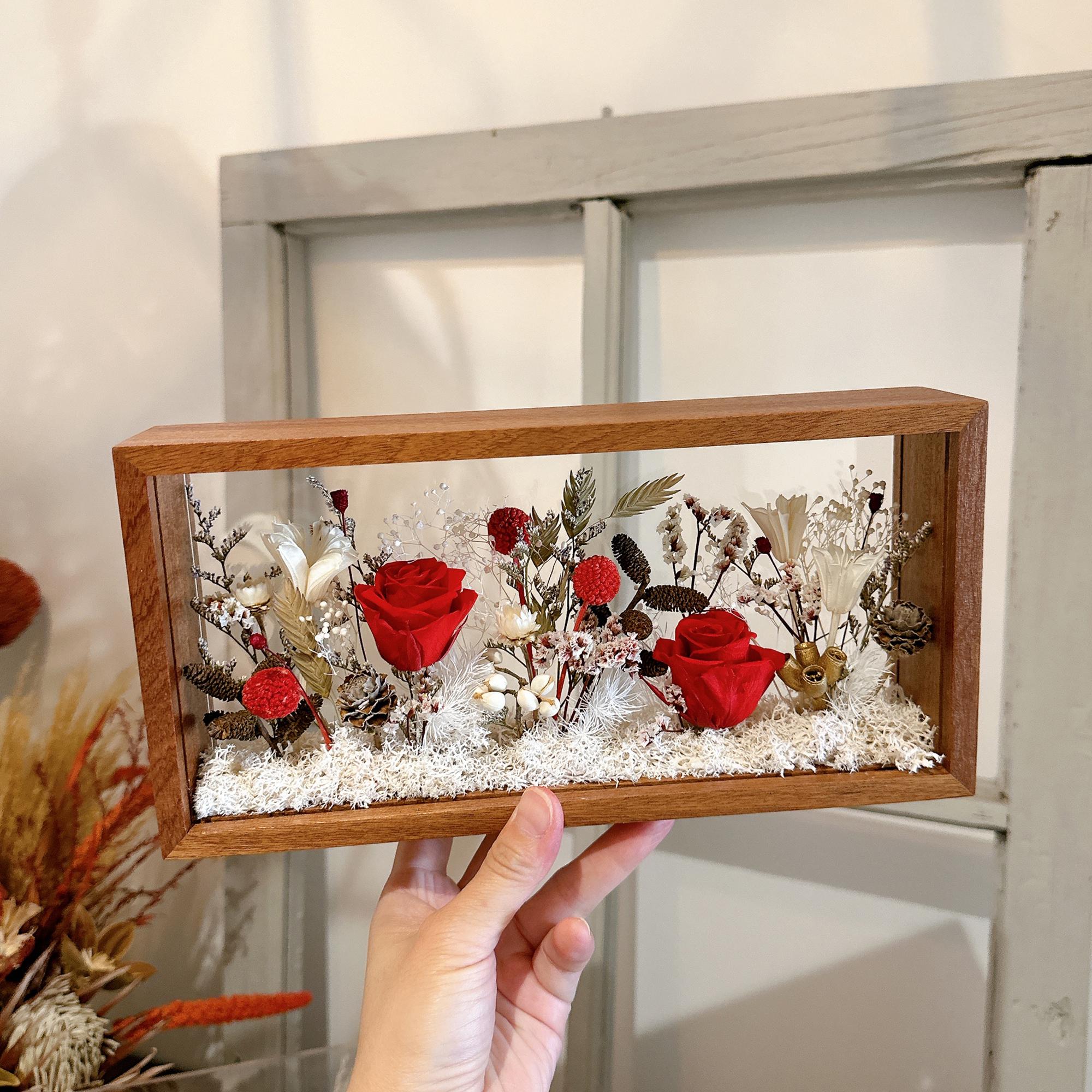 Dried Flowers Frame, Preserved Flower Art in Wooden Frame, Valentine's ...