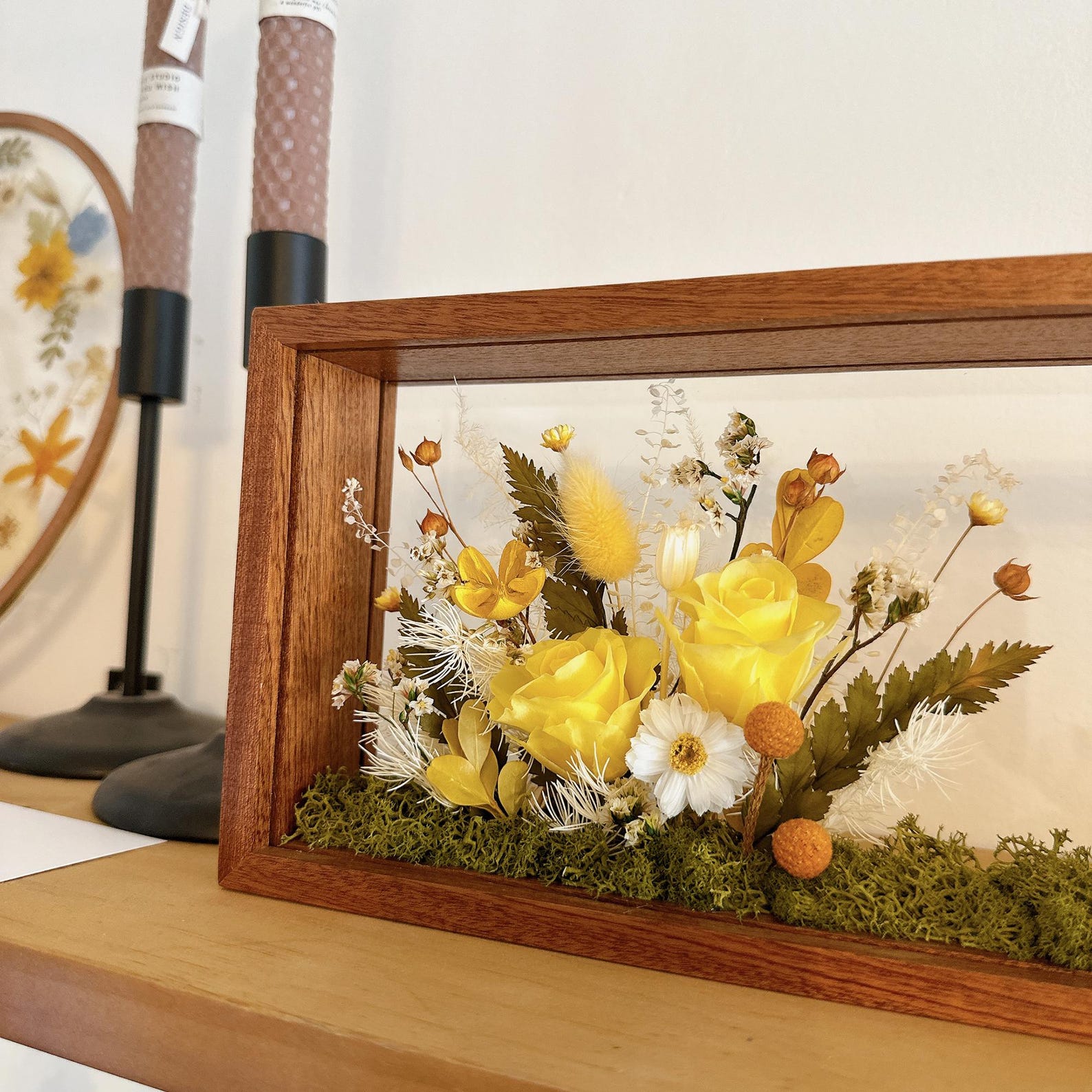 Dried Flowers Photo Frame, Preserved Flower Art in Wooden Frame, Unique ...