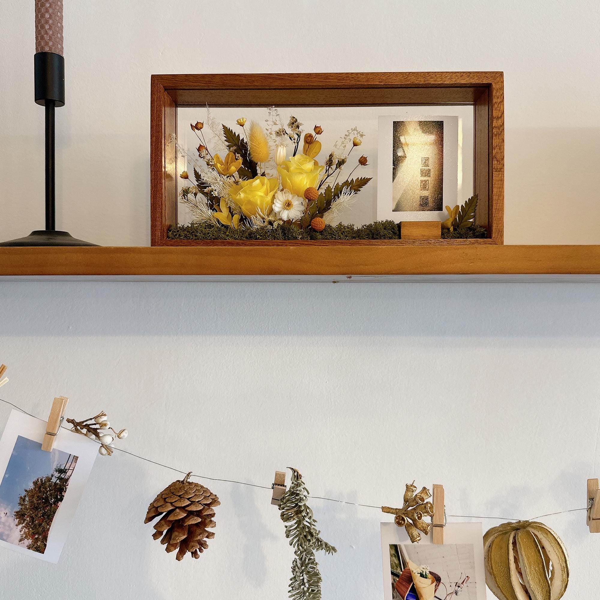 Dried Flowers Photo Frame, Preserved Flower Art in Wooden Frame, Unique ...