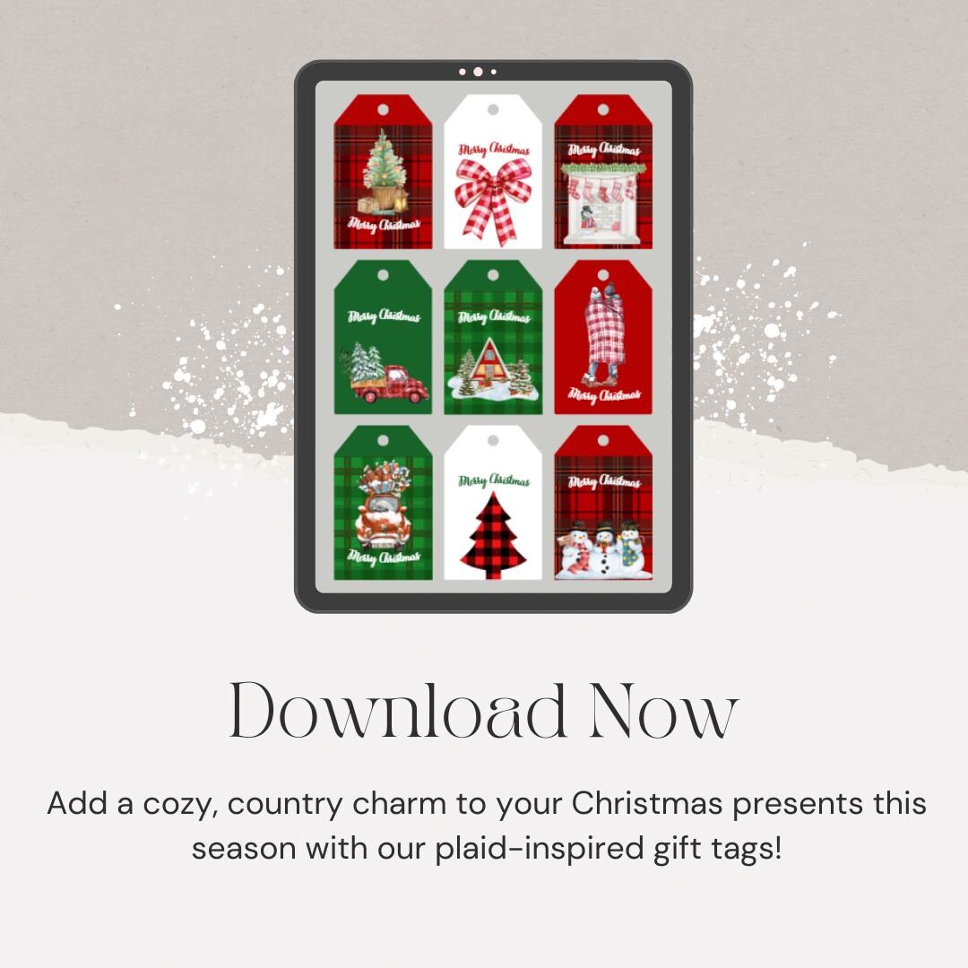 Rustic Plaid Christmas Gift Tags Instant Download, Country Gift Tags ...