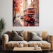 Vintage London Double Decker Bus Wall Art Print, Autumn Church ...
