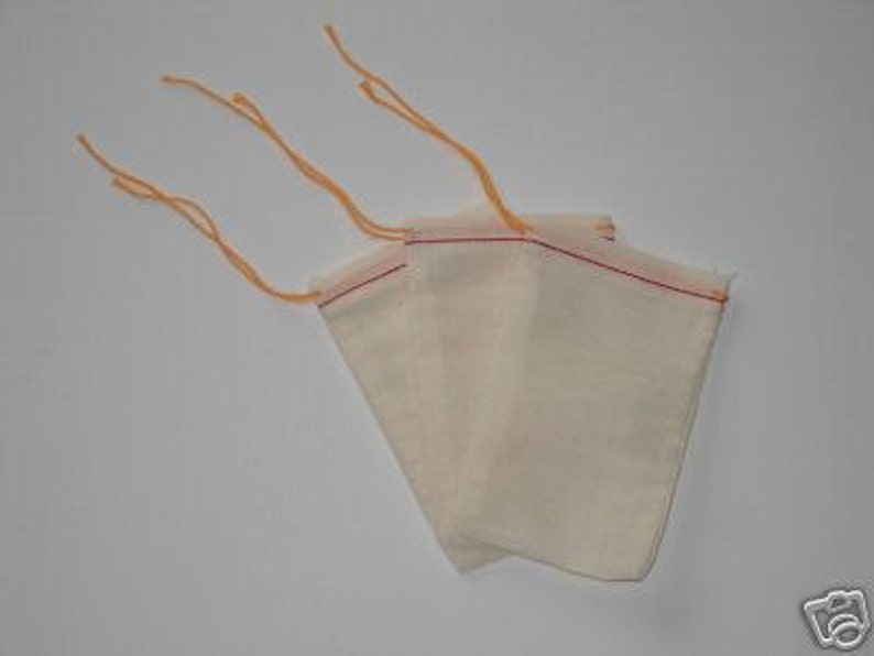100 3x5 Inch Cotton Muslin Red Hem and Orange Drawstring Bags | Etsy