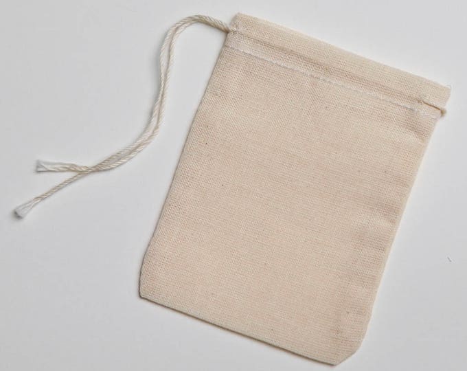 50 3x4 Natural Cotton Muslin Drawstring Bags - Etsy