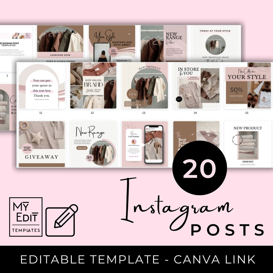Clothing Store Instagram Post Templates 20 Ready Made Cohesive Designed ...