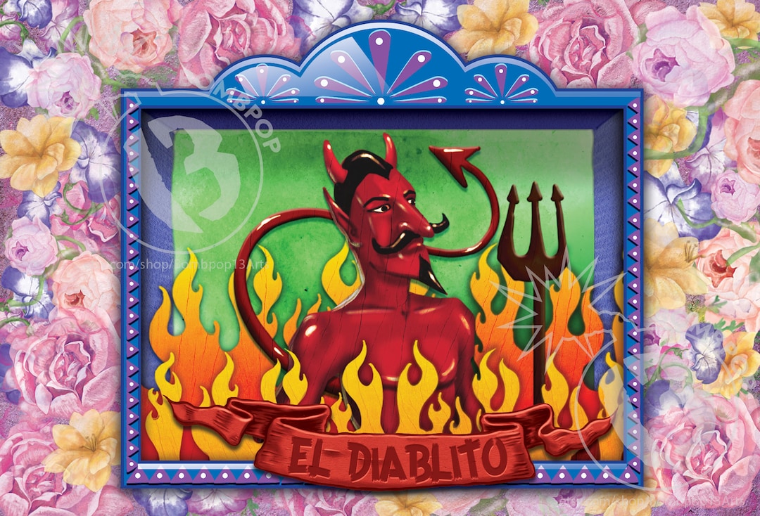 El Diablito (the Little Devil) Loteria Style Nicho Fine Art Print 4 X 6 ...