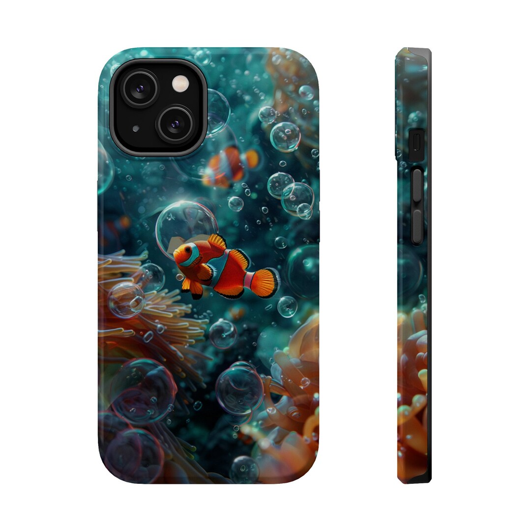 Clownfish 1 Magsafe Case Underwater Coral Bubbles Orange White Blue ...