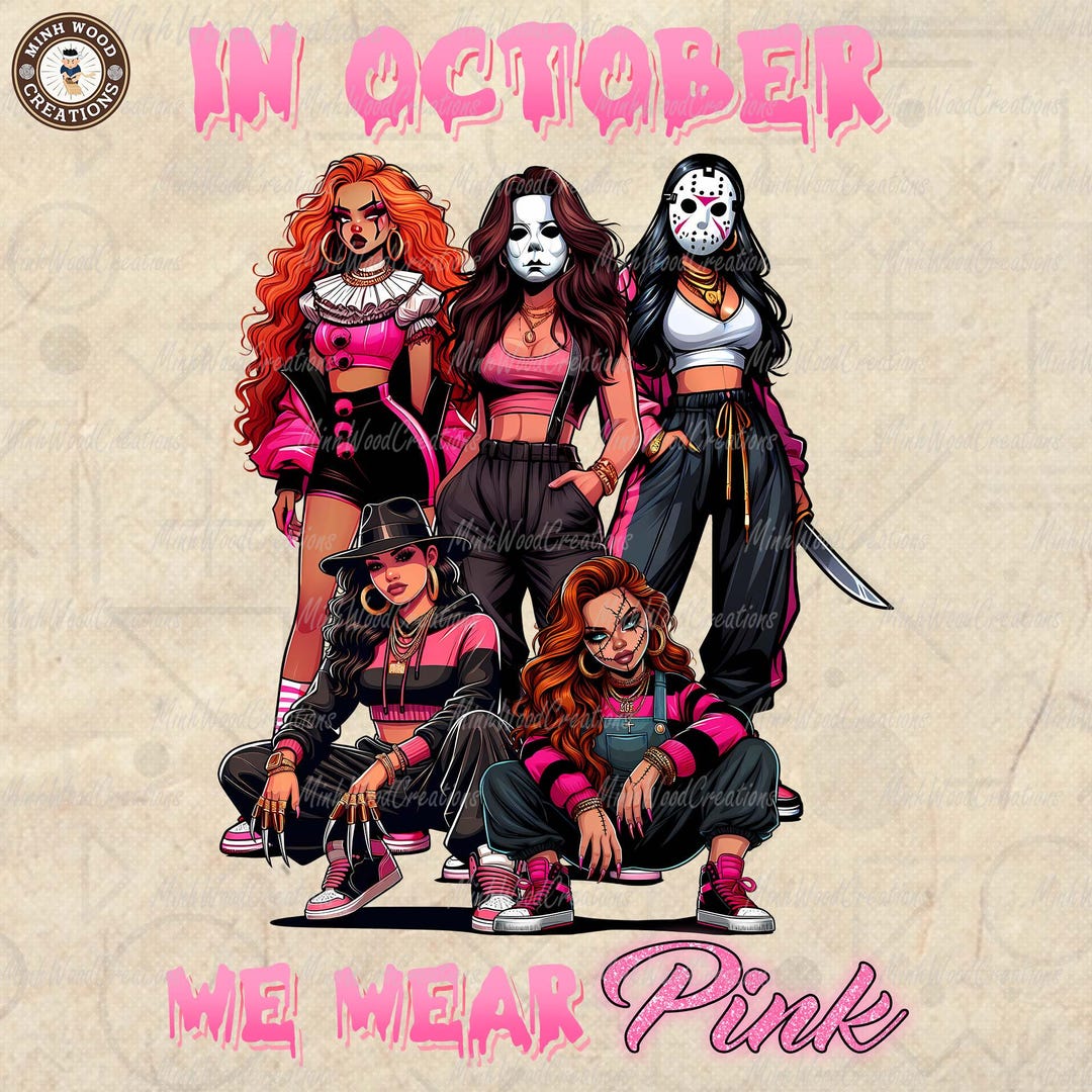 In October We Wear Pink Png, Pink Breast Cancer Png,horror Movie Pink ...