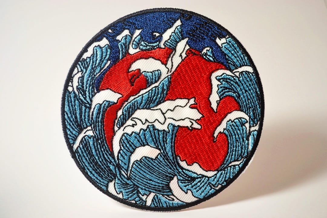 Red Sun Rising Iron on Patch, Rising Sun Sew on Patch, Big Wave Patch ...