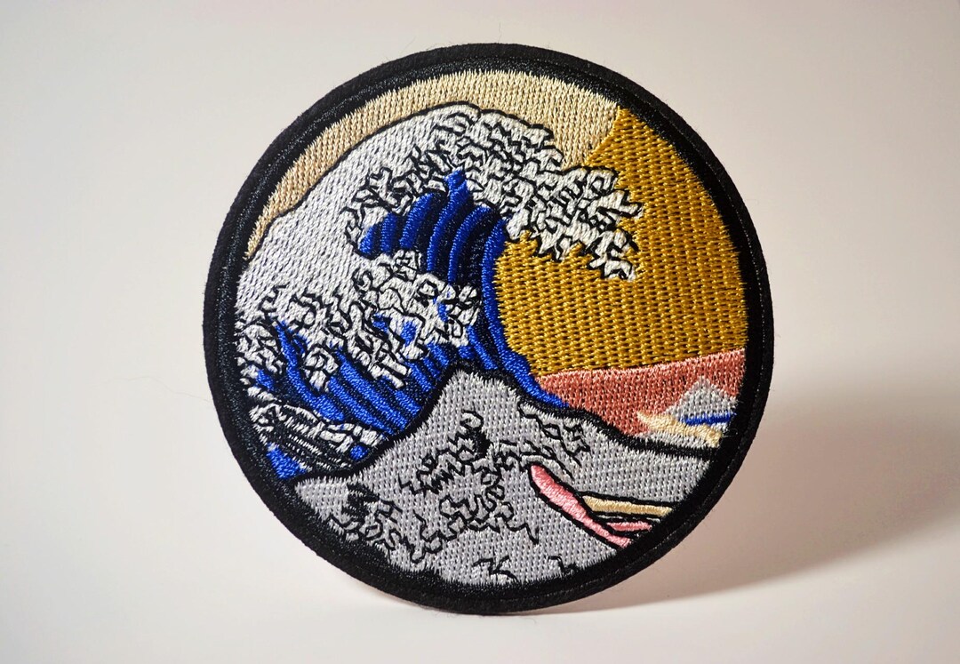 Original Great Wave off Kanagawa Embroidered Iron on Patch, Great Wave ...