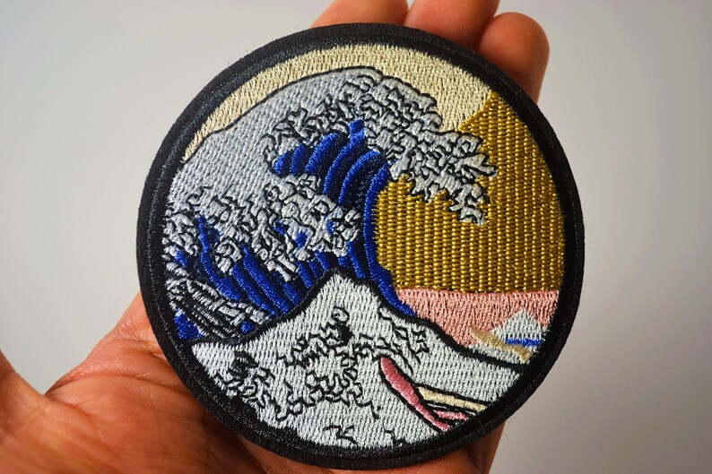 Original Great Wave off Kanagawa Embroidered Iron on Patch, Great Wave ...