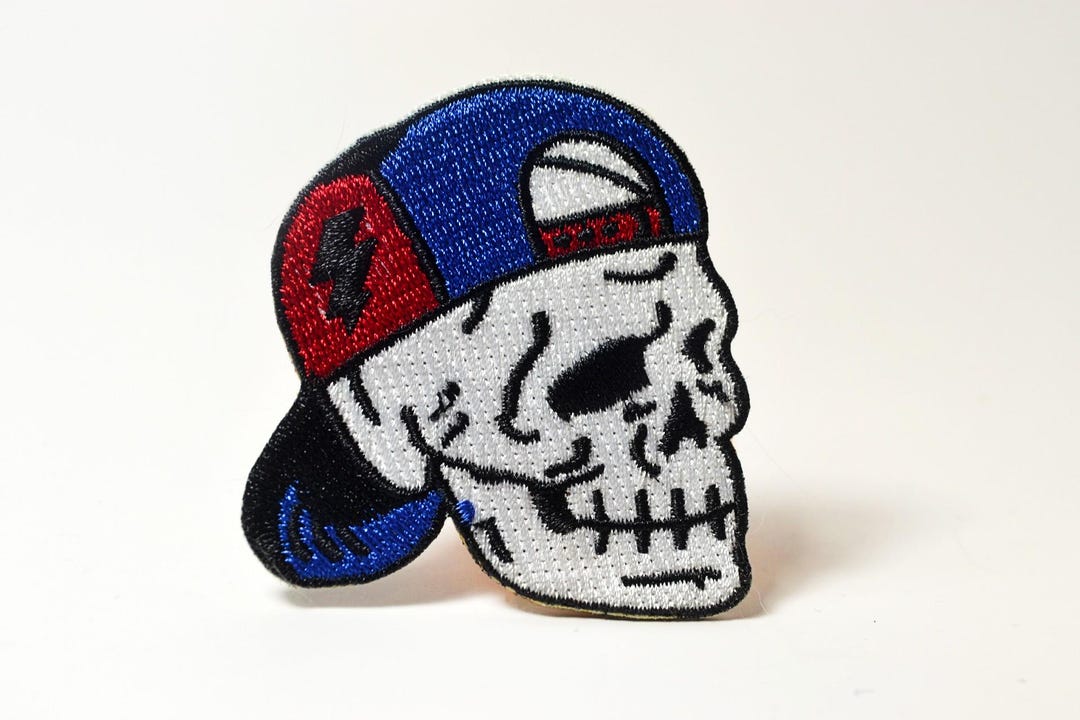 Deadhead With Backward Cap, Skeleton Wearing Baseball Hat Iron-on Patch ...