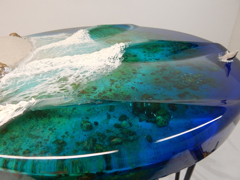 Coffee Table, Resin Coffee Table, Coffee Table Art, Surfing Art, Ocean ...