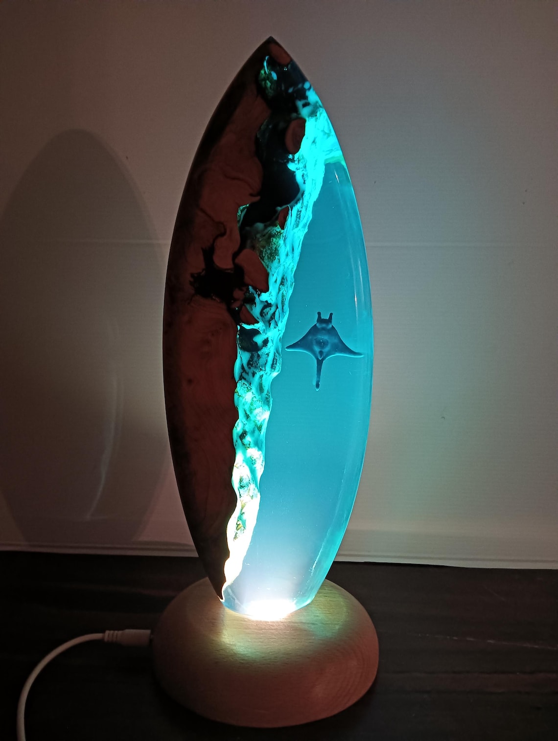 Resin Lamp, Surfboard Art, Surfboard Resin Lamp, Ocean Resin Lamp ...
