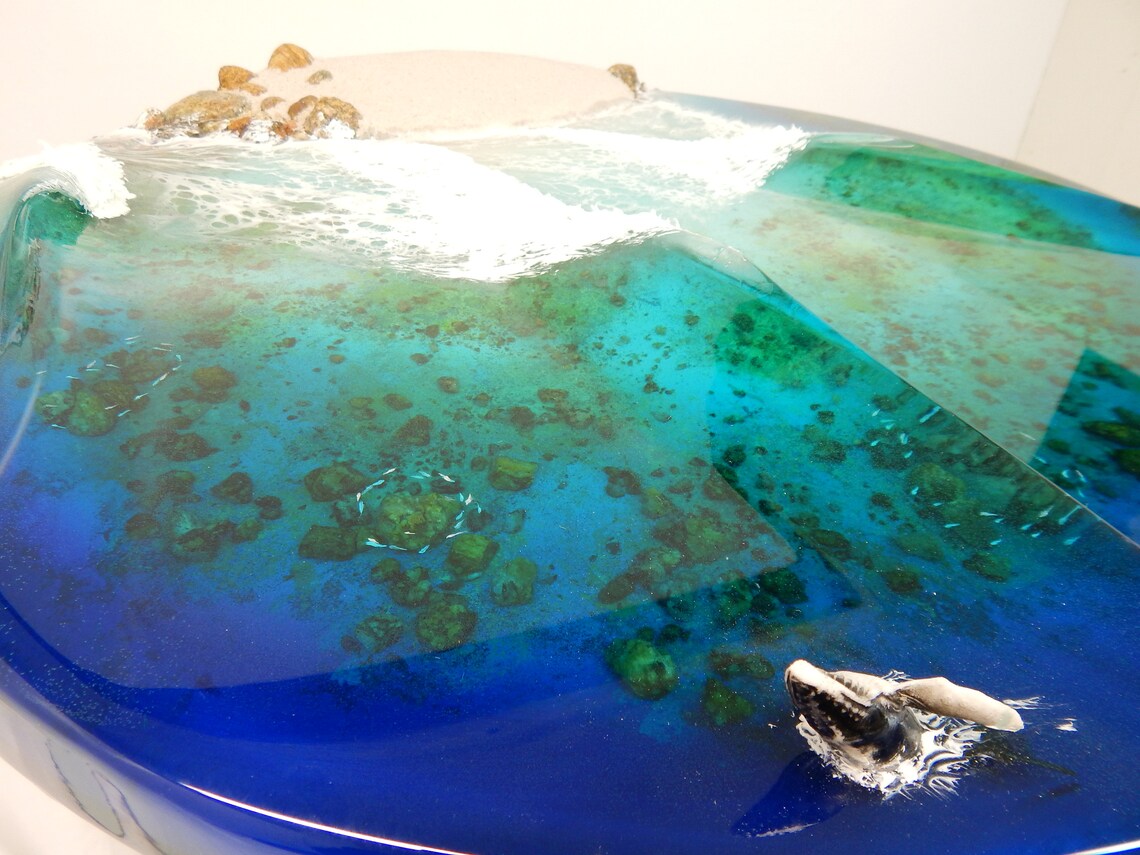 Coffee Table, Resin Coffee Table, Coffee Table Art, Surfing Art, Ocean ...