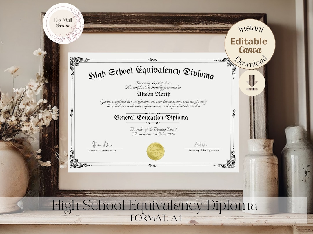 High School Equivalency Diploma Gold Seal Diploma High School ...