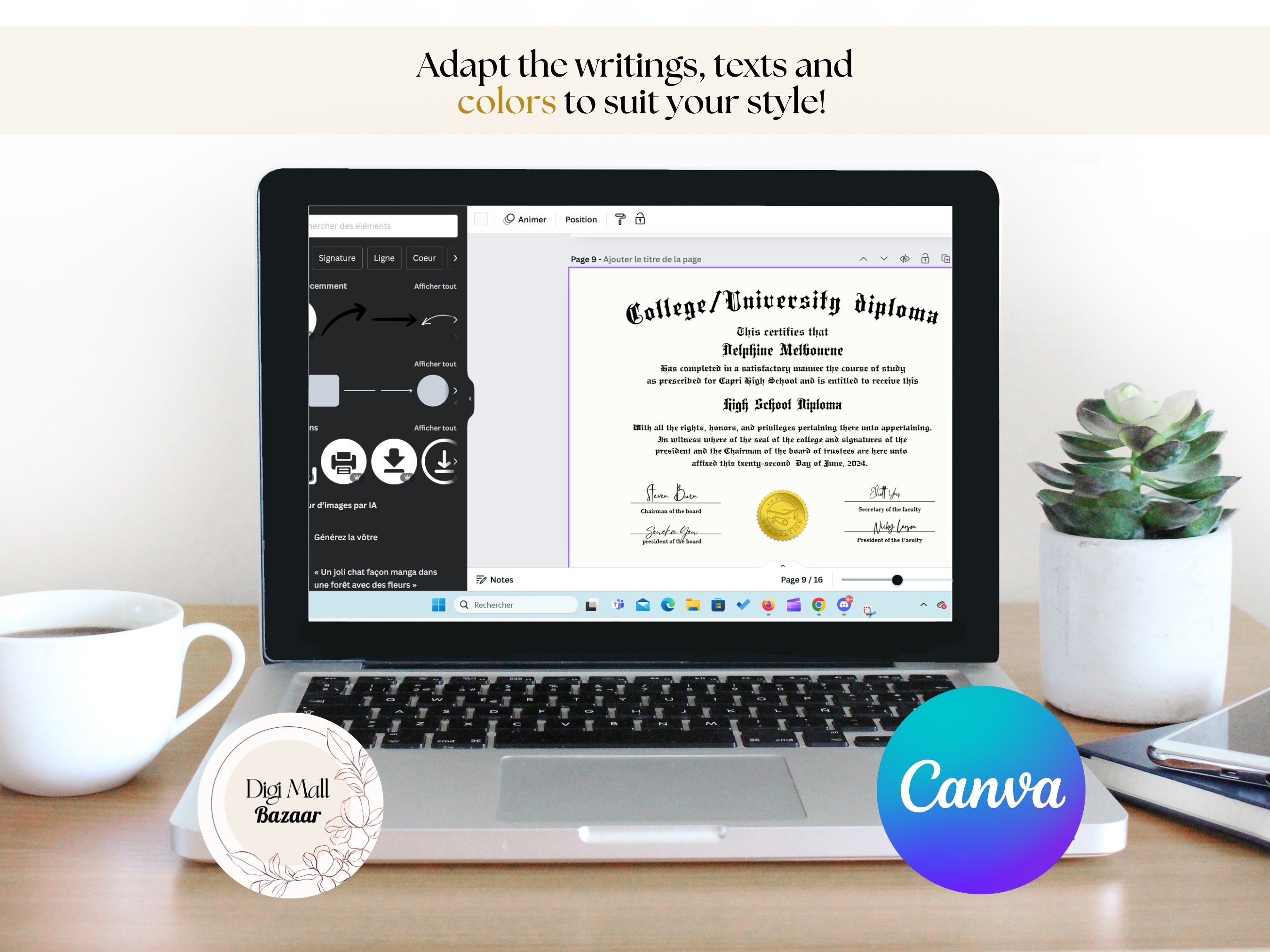 University Diploma Template Diploma With Gold Seal Personalized ...