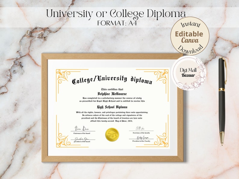 Replica College Diploma With Gold Seal College Diploma Model College ...
