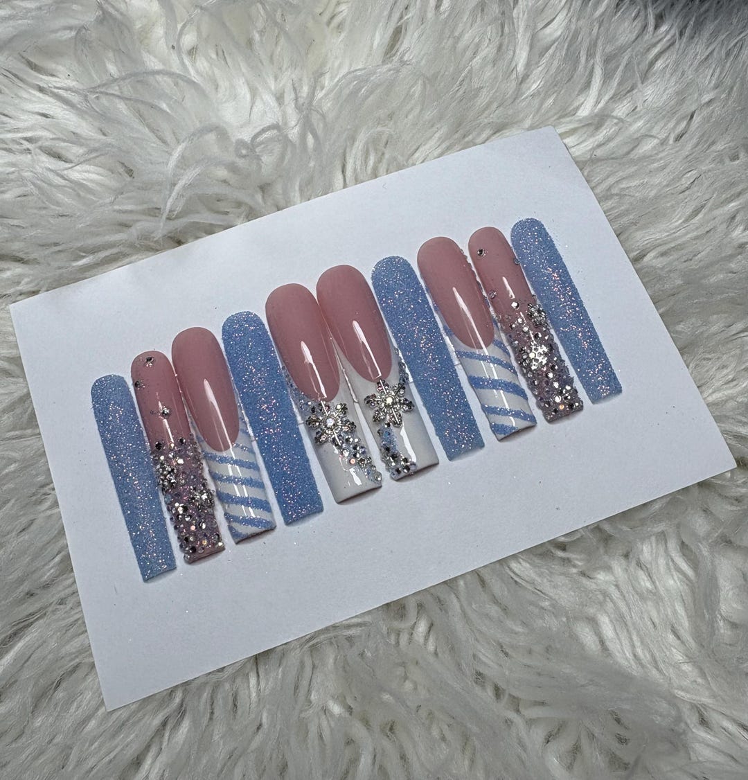 Frozen Dreams - Press on Nails / Xmas Nails / Holiday Nails / Reusable ...