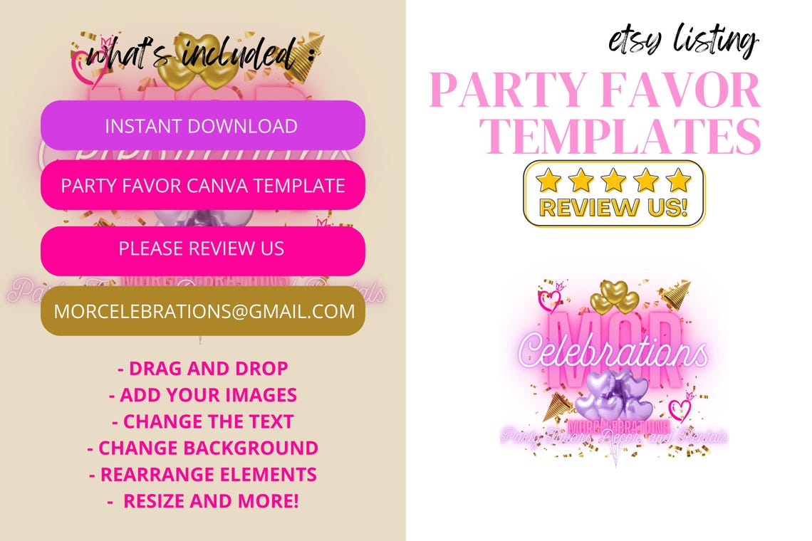 Editable Starburst Party Favor Template: Printable Blank (canva) - Etsy