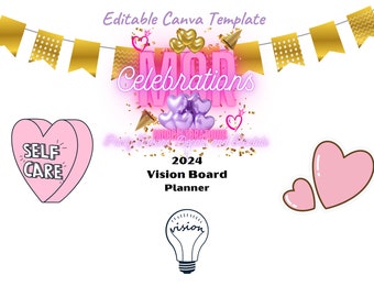2025 Vision Board Planner Canva Template Planner - Etsy